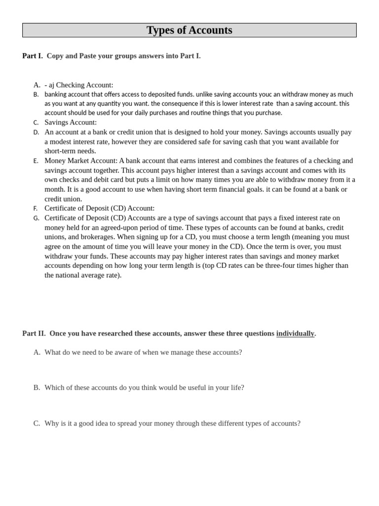 3a. Types of Accounts Part II | PDF