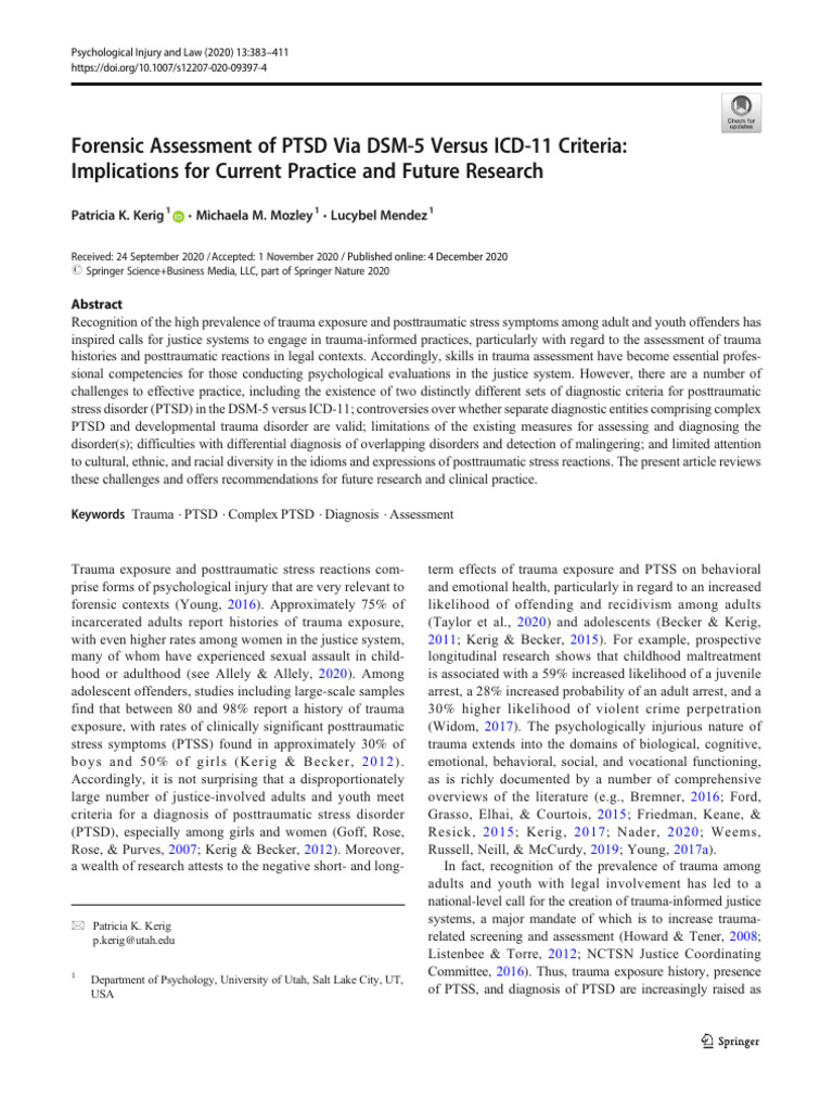 Evaluacion de TEPT DSM-5, CIE-11 | PDF | Complex Post Traumatic Stress Disorder | Psychological ...