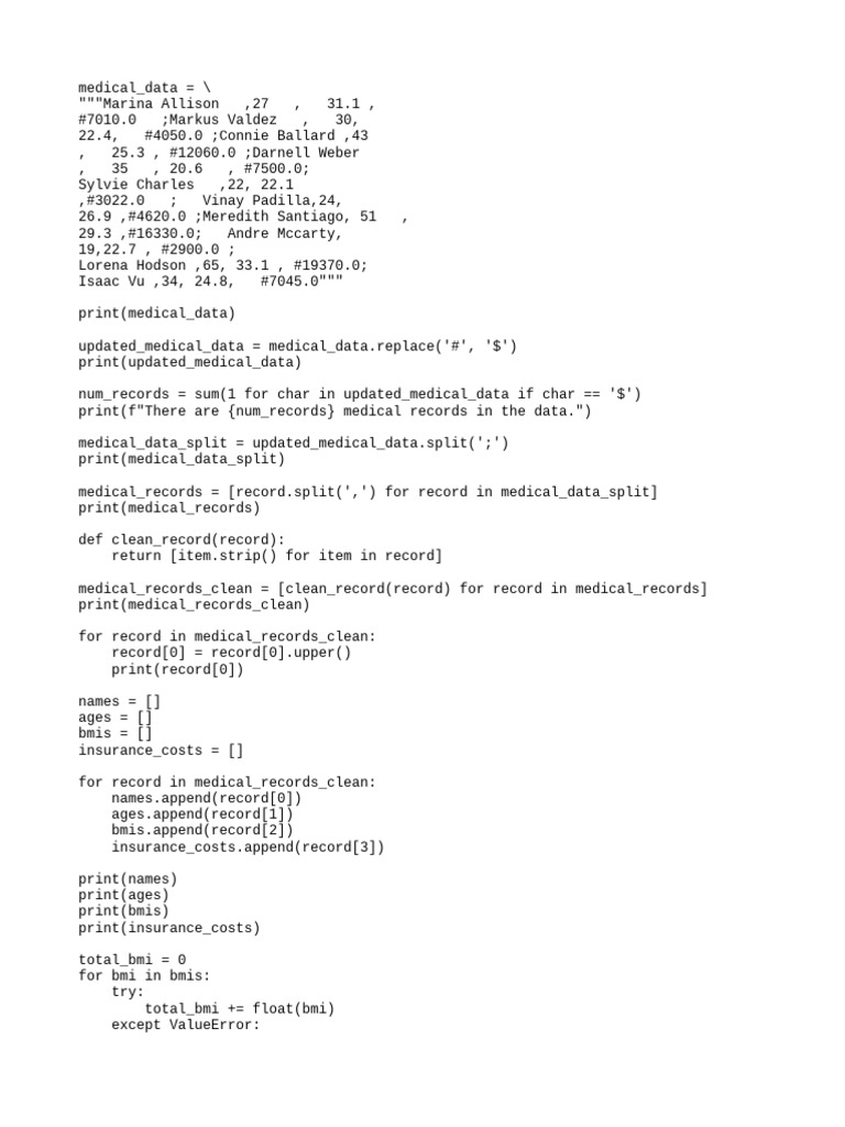 Python Strings - Medical Insurance Project | PDF