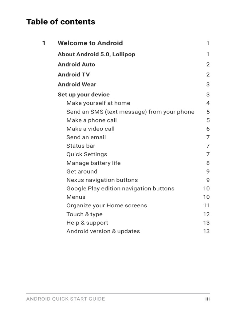Android Lollipop Quick Start Guide - 3 | PDF