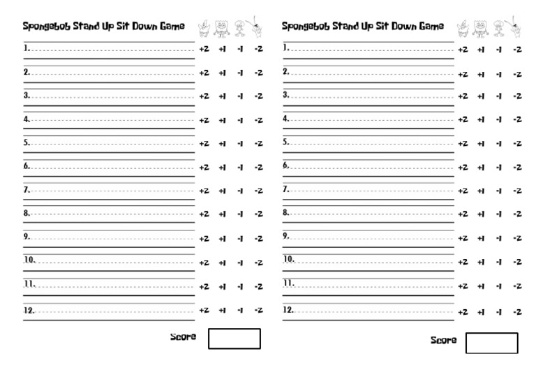 Spongebob Game Writing Sheet | PDF