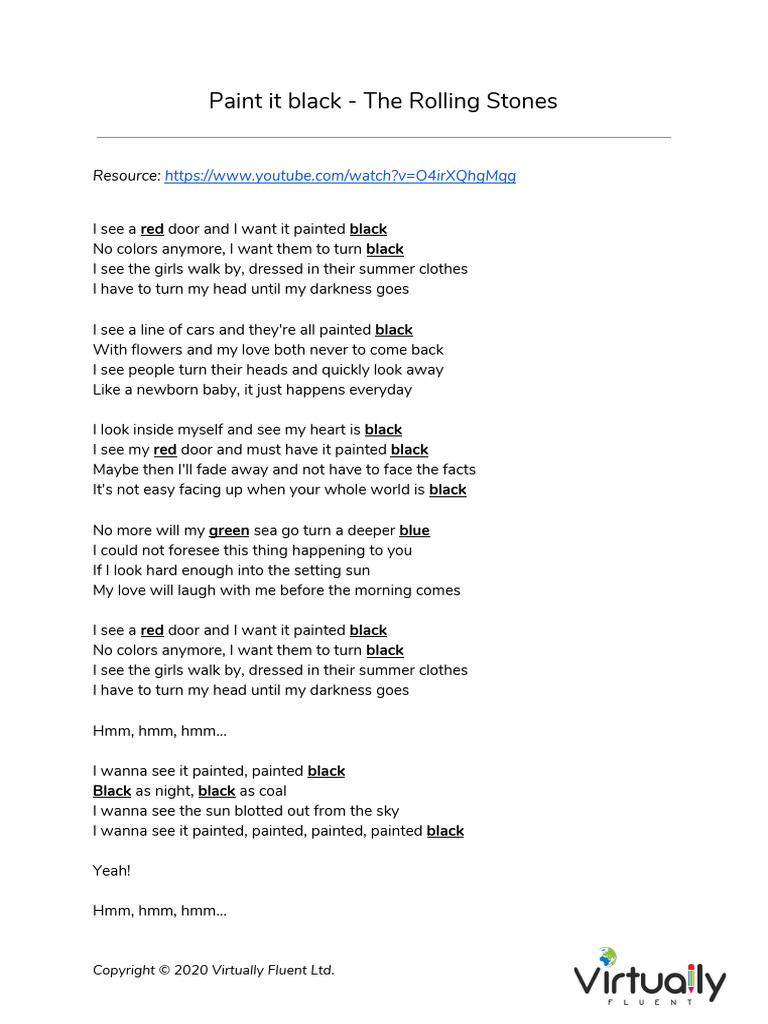 14 Paint It Black Lyrics | PDF
