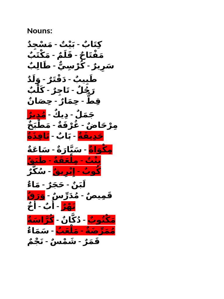 Arabic Words | PDF