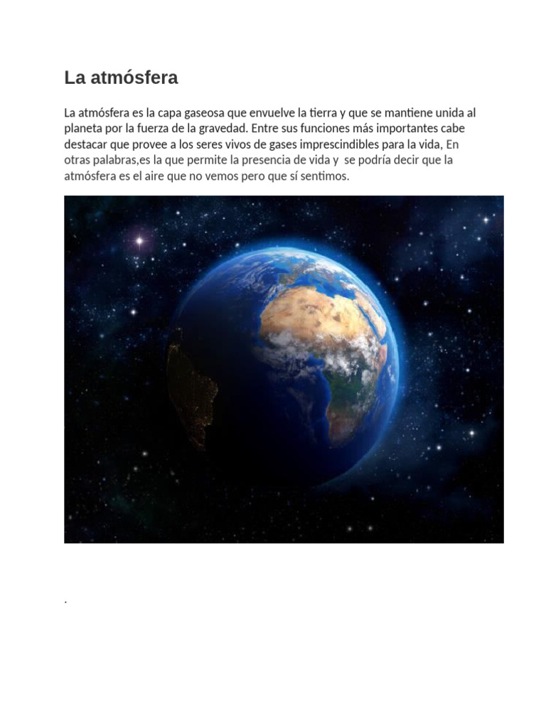 Beneficios y funciones de la atmósfera | PDF | Atmósfera | Atmósfera de ...