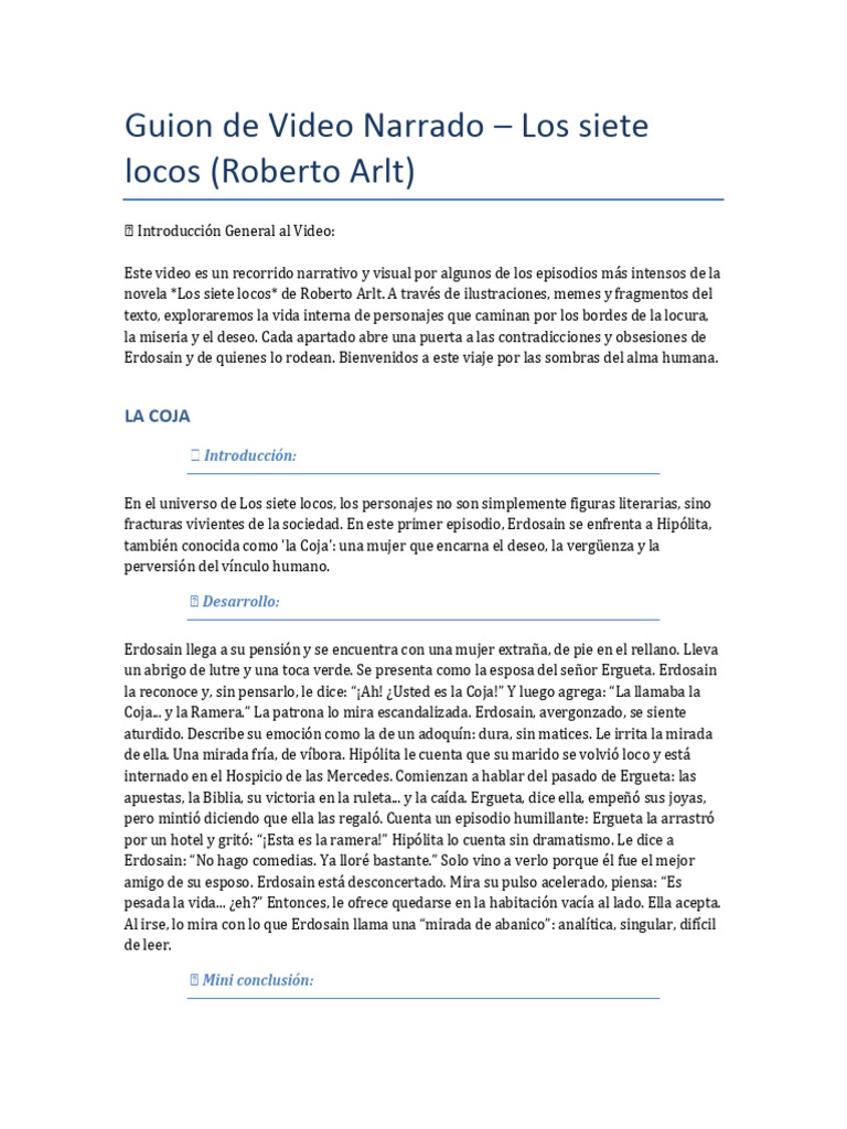Guion Completo Los Siete Locos FINAL | PDF