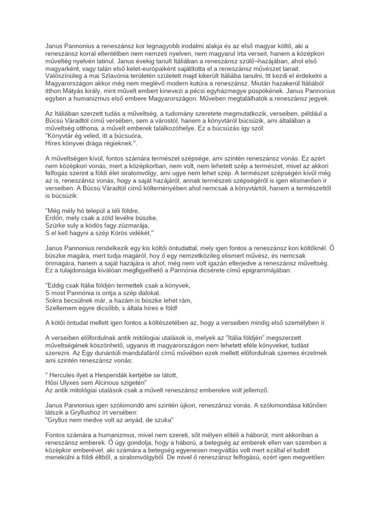 Janus Pannonius A Reneszánsz Kor Legnagyobb Irodalmi Alakja És Az Első ...