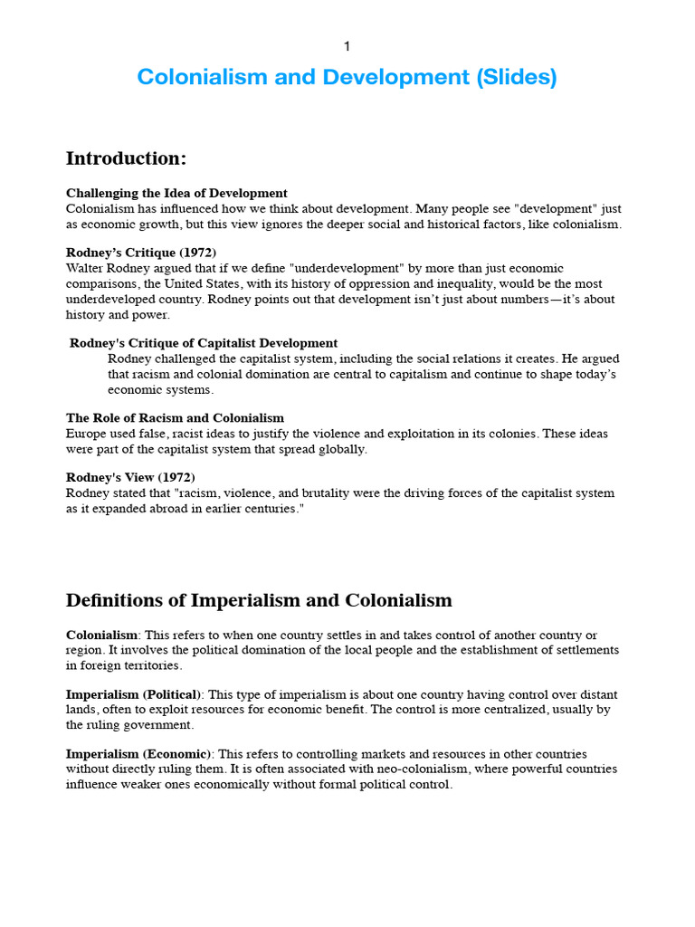 Colonialism and Development (Slides) | PDF | European Colonization Of ...