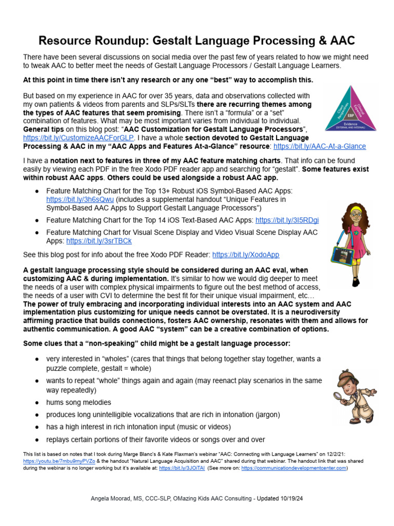 Resource Roundup: Gestalt Language Processing & Aac: Angela Moorad, MS ...