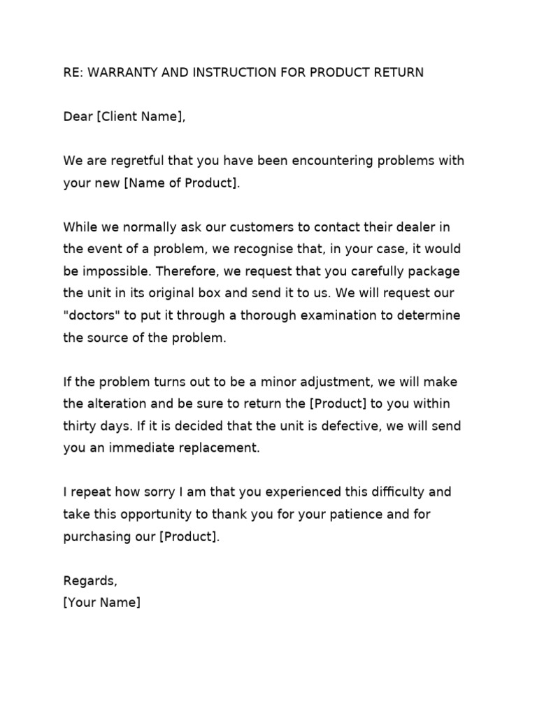 Product Return Warranty Instructions | PDF