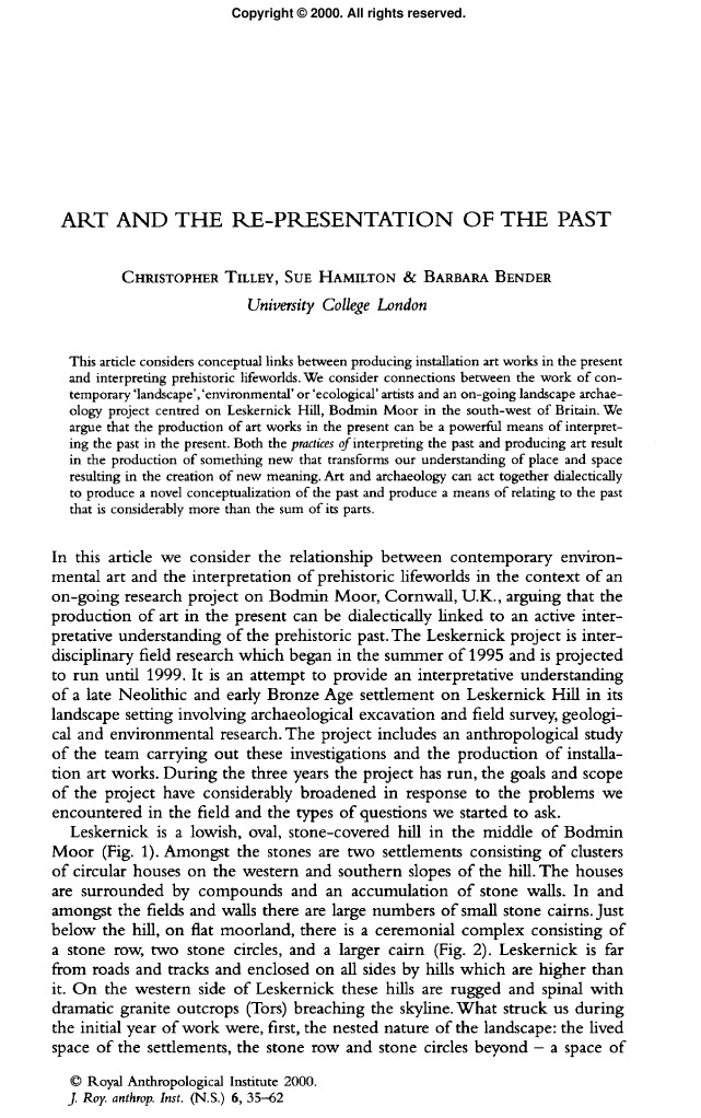 Art and The Re-Presentation of The Past | PDF