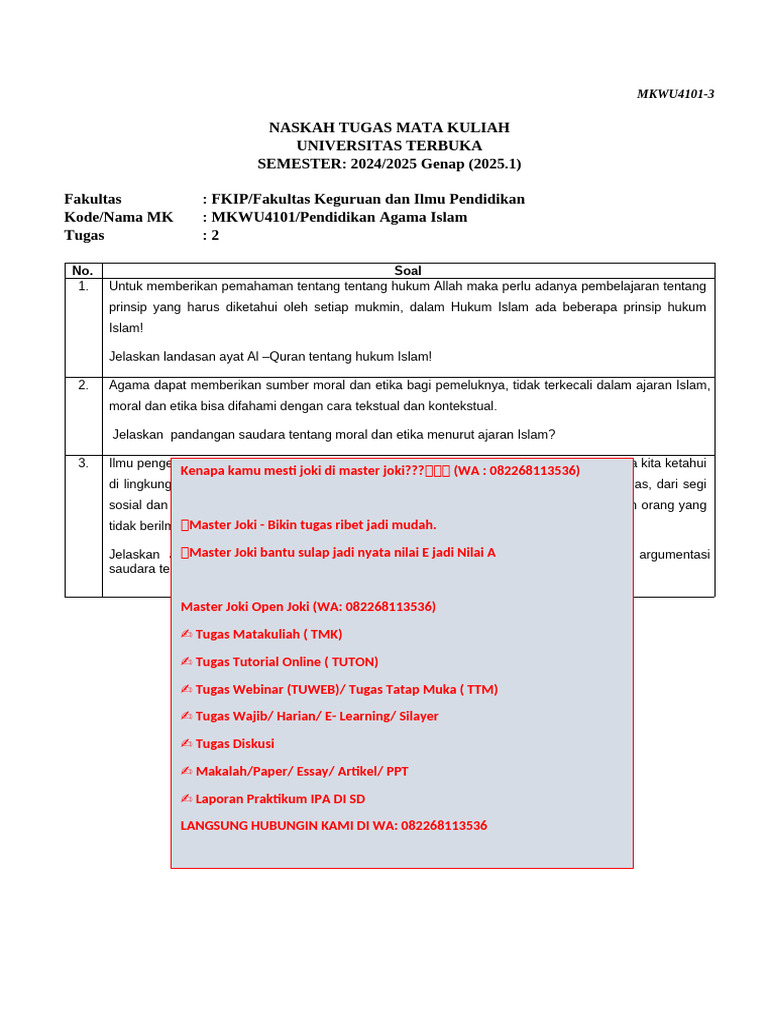 Soal Mkwu4101 Tmk2 3 | PDF