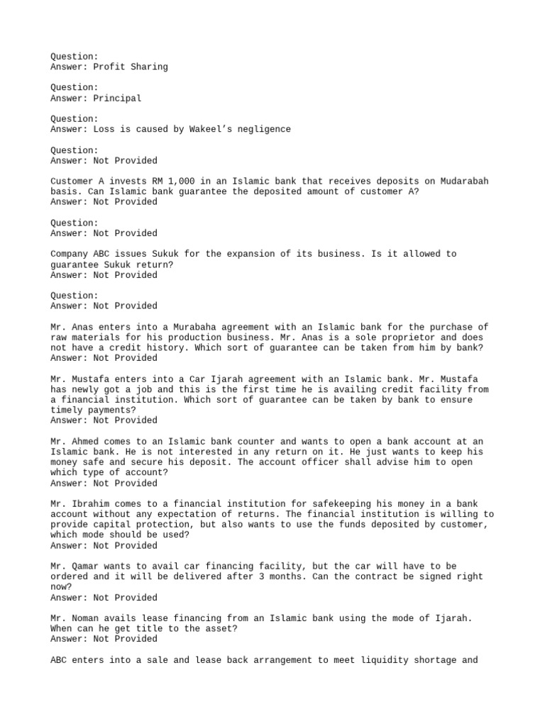 Islamic Banking MCQ Solutions | PDF | Islamic Banking And Finance | Banks