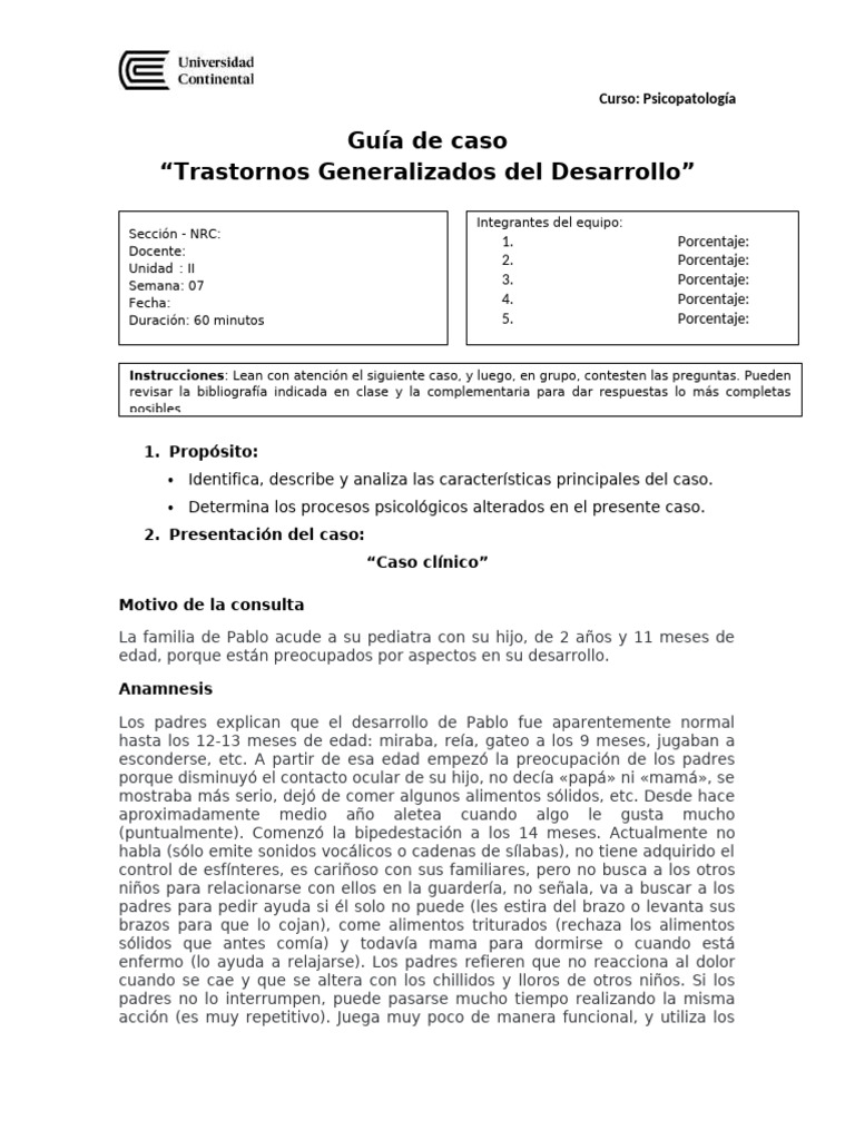 Caso Trastorno Generalizado Del Desarrollo | PDF | Desorden hiperactivo y deficit de atencion ...