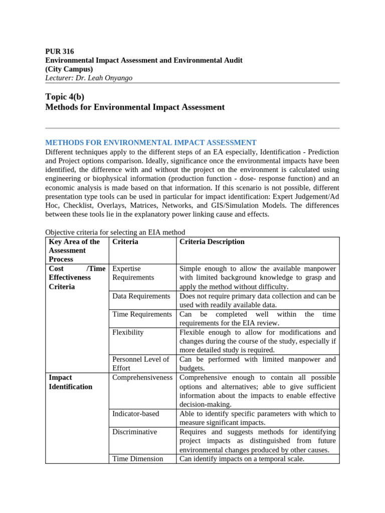 4 B Methods For Environmental Impact Assessment | PDF | Environmental ...