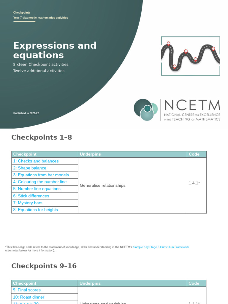 Checkpoints Batch 2 Expressions and Equations | PDF | Equations | Area