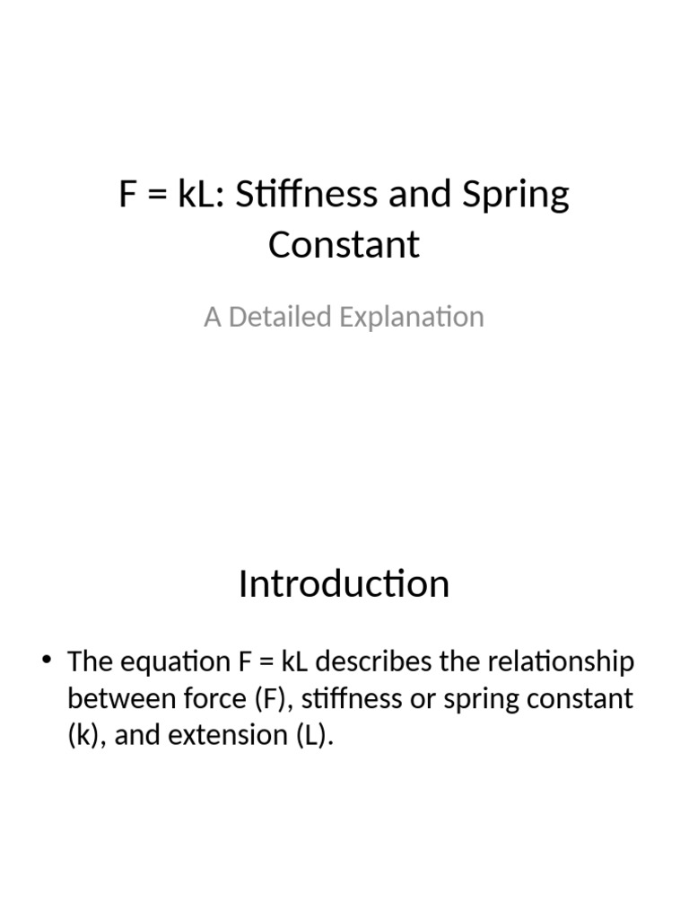 F KL Stiffness Spring Constant | PDF
