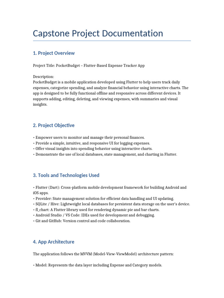 Pocketbudget Capstone Project Documentation Pdf Mobile App User Interface