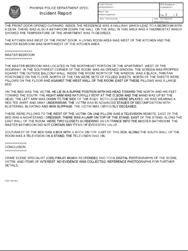 2018-04-13 Joseph Ryan Death Police Report | PDF