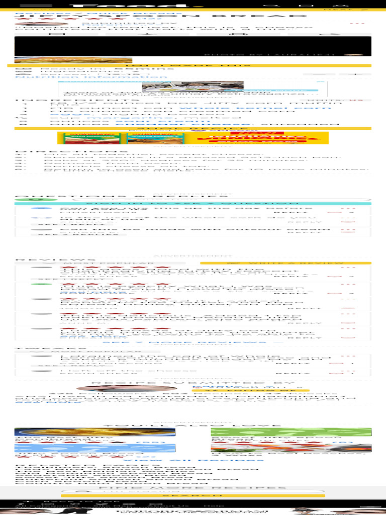 Jiffy Spoon Bread Recipe | PDF | Cuisine | Foods