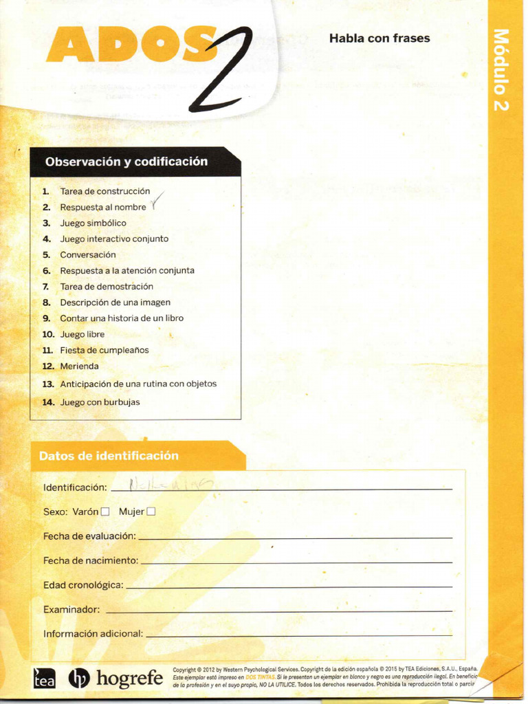 ADOS-2 (Modulo 2) | PDF