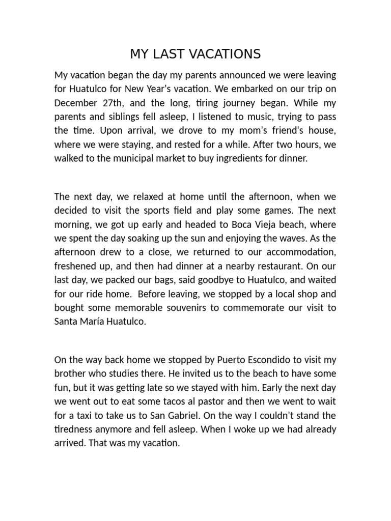 My Last Vacations | PDF