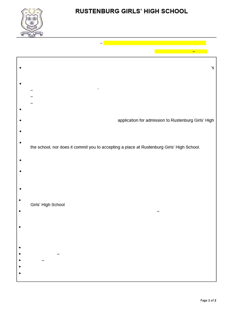 RGHS Music Scholarship Application Form 2025 - 2026 | PDF | Audition ...