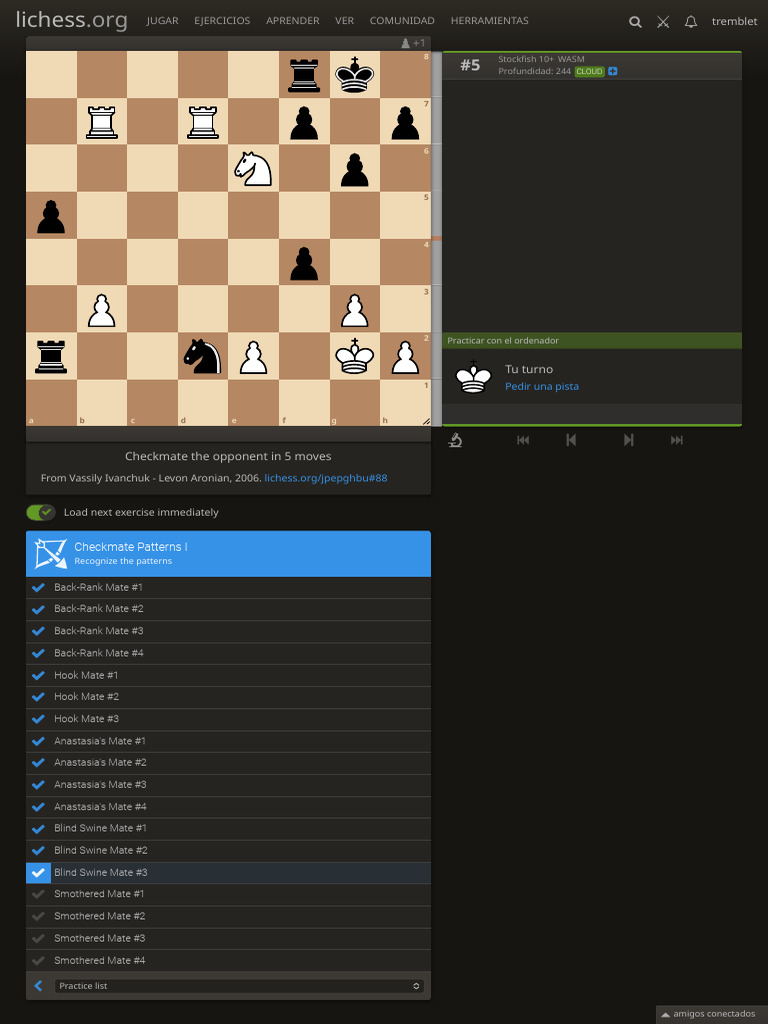 Lichess Practice Checkmate Patterns I | PDF