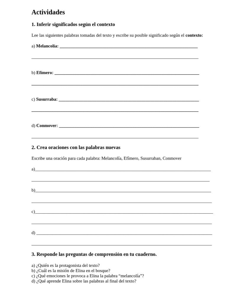Actividad Vocabulario 8vo | PDF