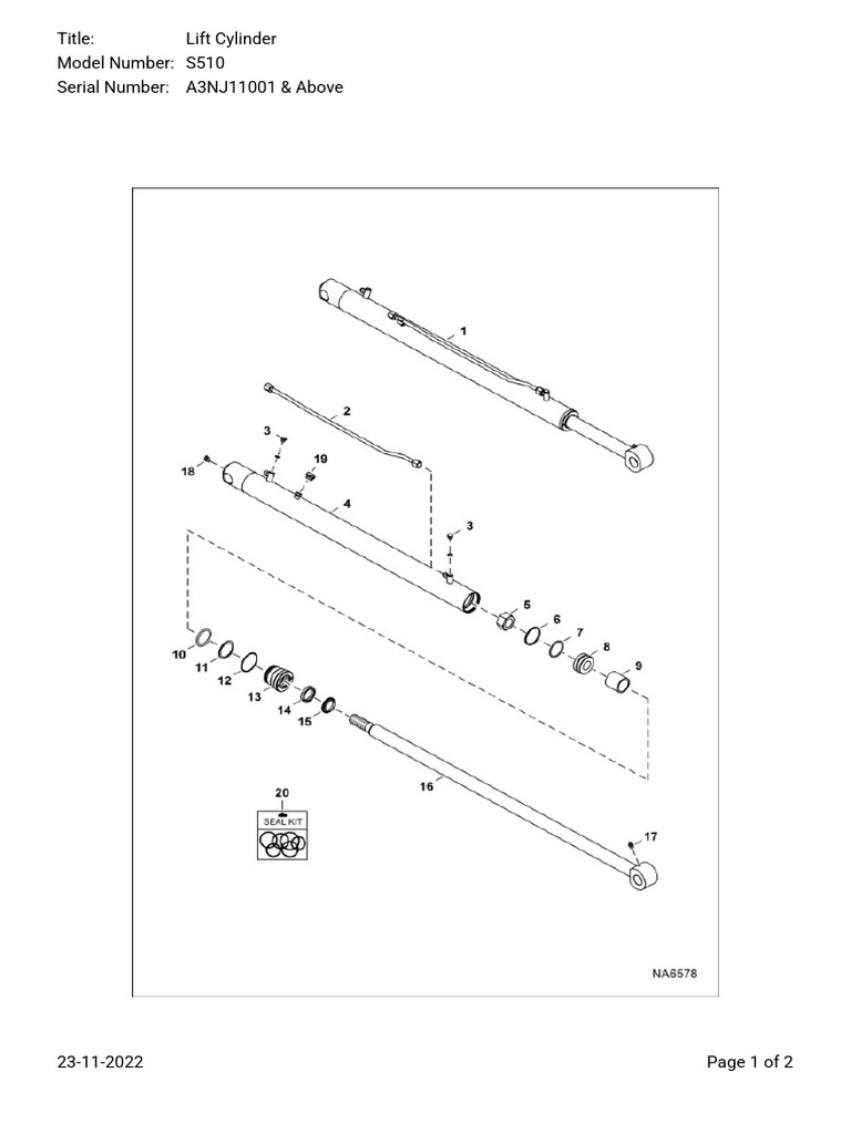 Lift Cylinder S510 Parts List | PDF