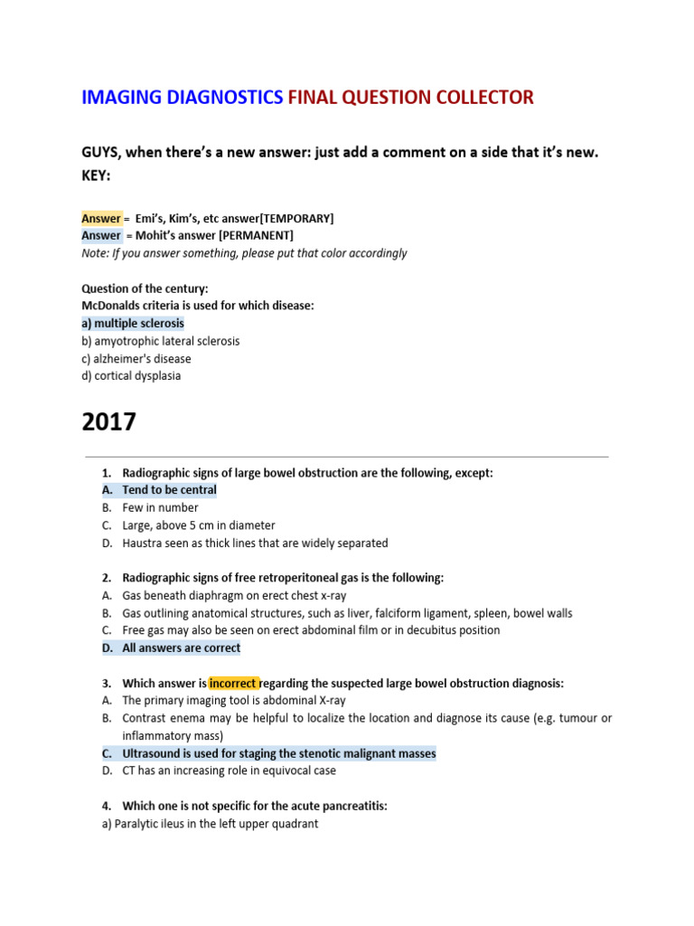 IMAGING DIAGNOSTICS - Past Exams Collection | PDF | Medical Ultrasound ...