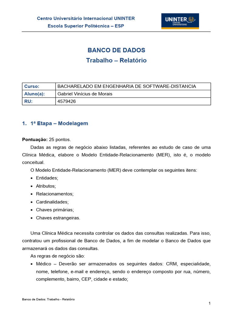 Atividade Pratica 100% | PDF | Modelo relacional | SQL