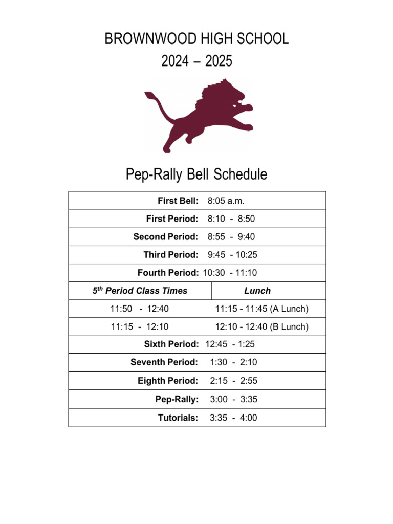 Pep-Rally Bell Schedule 2024-2025 | PDF