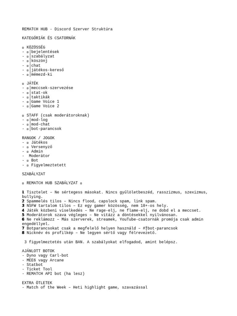 REMATCH Discord Structure | PDF