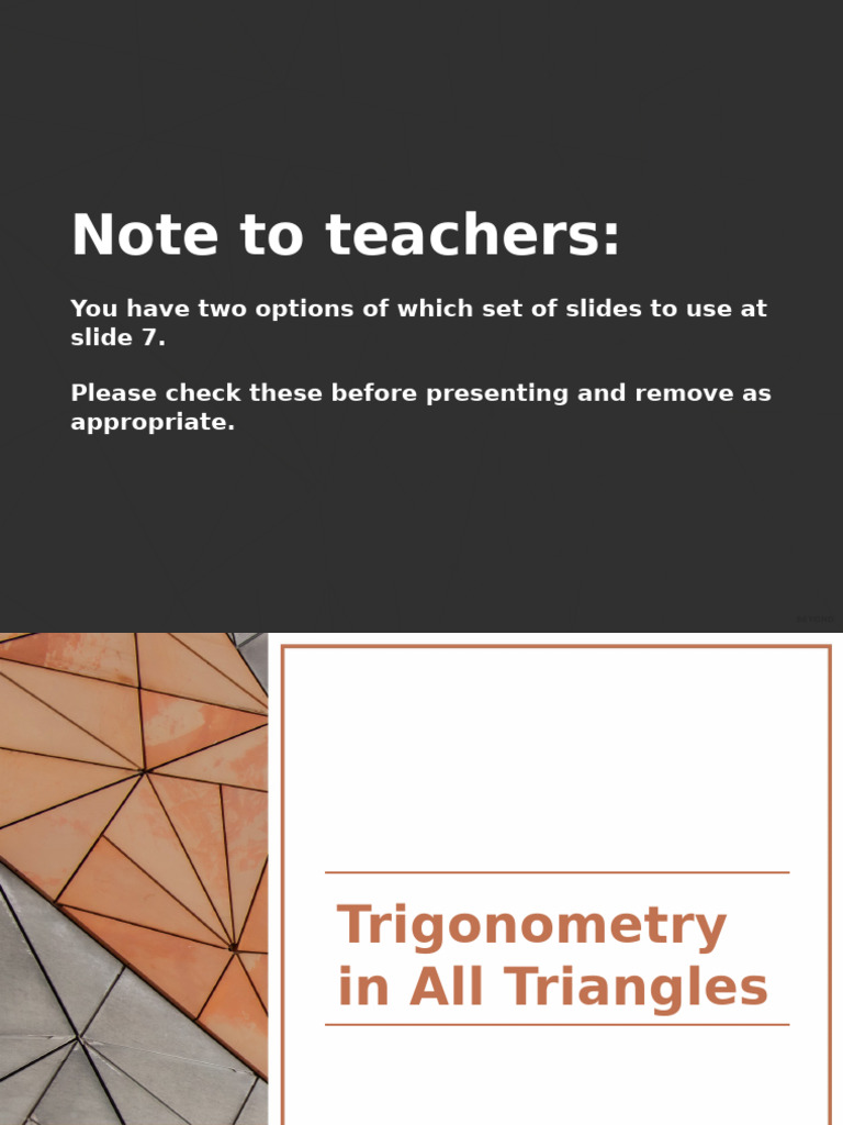 Presentation - Trigonometry in All Triangles | PDF | Trigonometric Functions | Trigonometry
