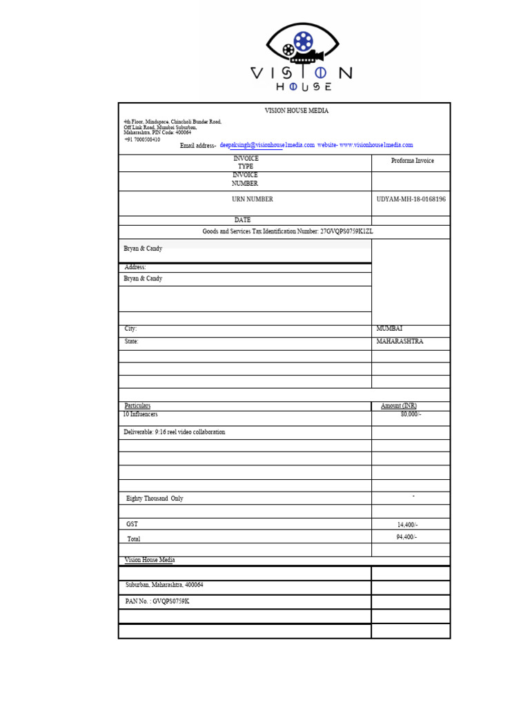 Proforma Invoice for Video Collaboration | PDF
