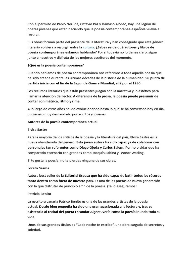 Los Mejores Poetas Contemporáneos | PDF | Poesía | Escritura