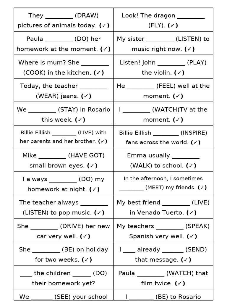 Running Dictation Present Simple, Present Continuous, Present Perfect | PDF