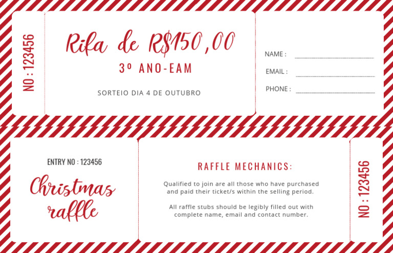 Red White Simple Calligraphy Raffle Christmas Ticket PDF | PDF