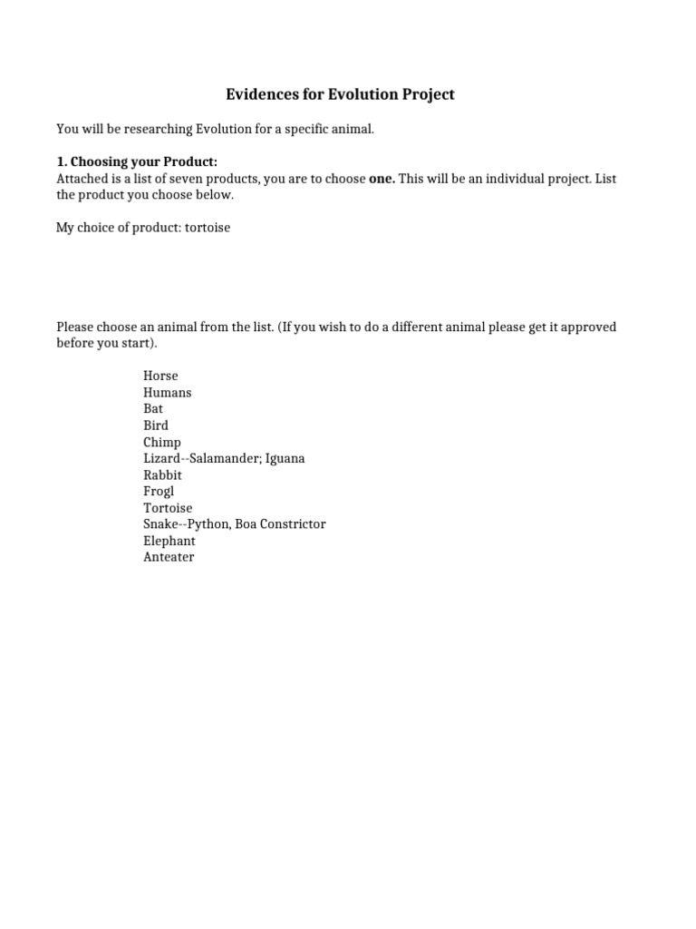 Tortoise Evolution Evidence Project | PDF | Turtle | Biological Evolution