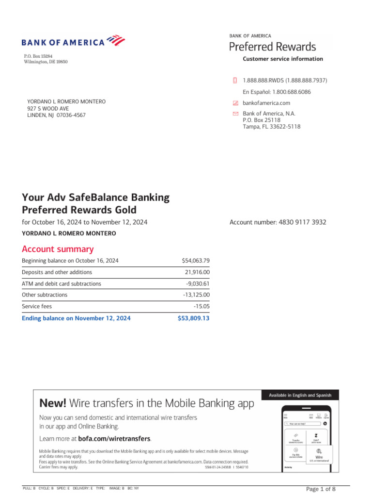 Bofa Noviembre | PDF | Credit Card | Banking Technology