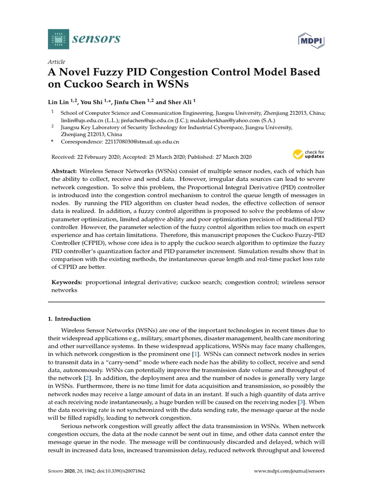 A Novel Fuzzy PID Congestion Control Model Based | PDF | Computer Network | Wireless Sensor Network