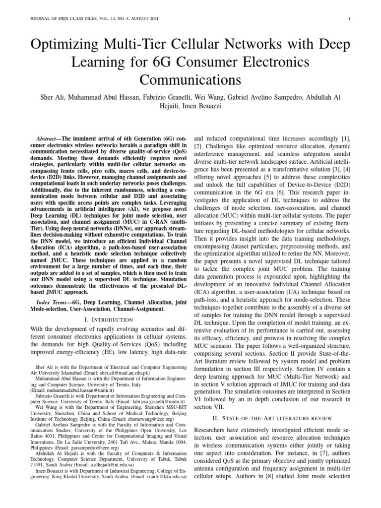 Optimizing Multi Tier Cellular Networks With Deep Learning For 6G Consumer Electronics ...