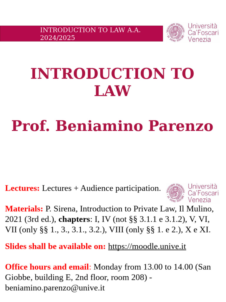 Slides Introduction To Law | PDF | Precedent | European Court Of Justice
