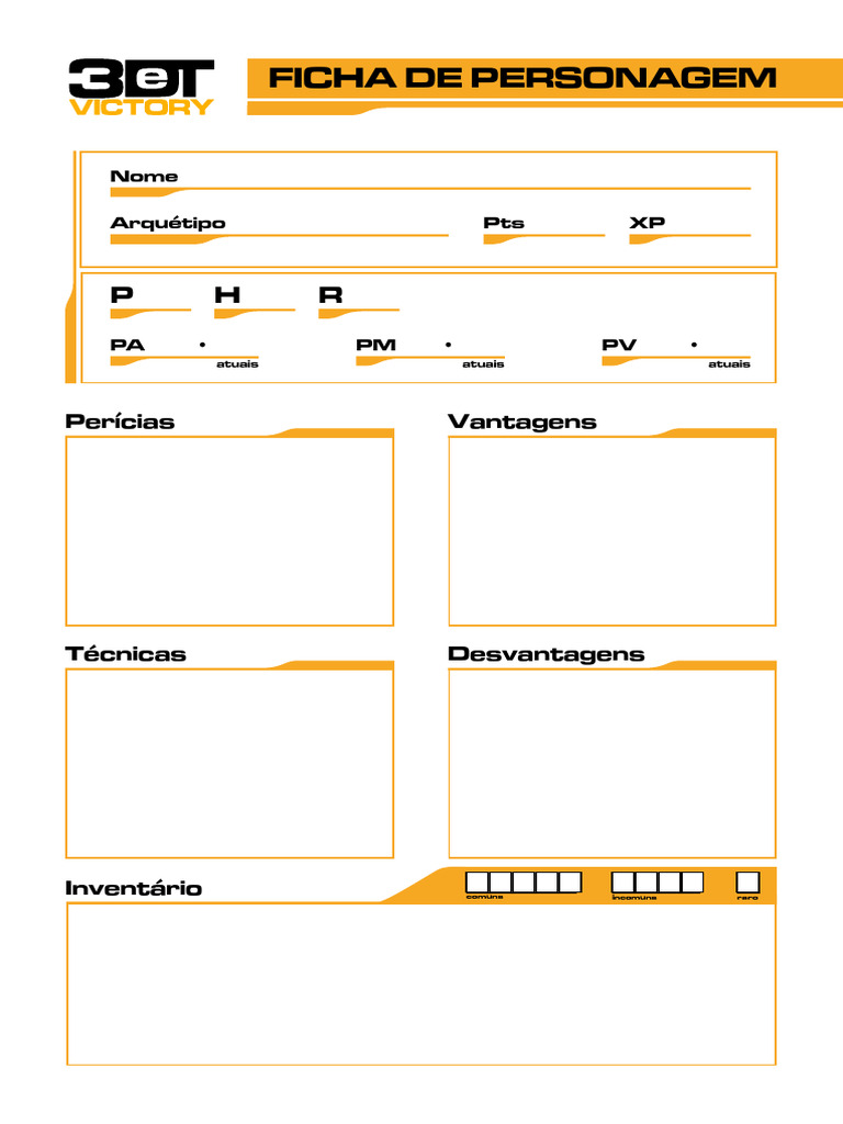 Ficha Editavél 3DeT Victory | PDF
