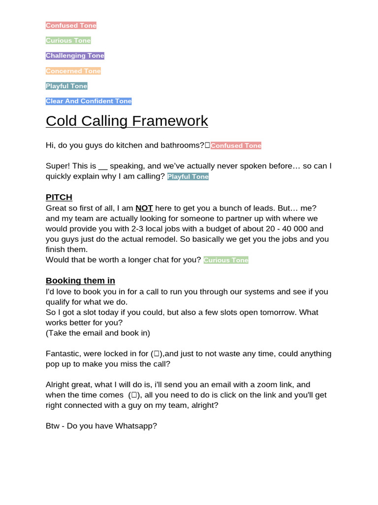 Cold Calling Framework 7.1 Primary | PDF