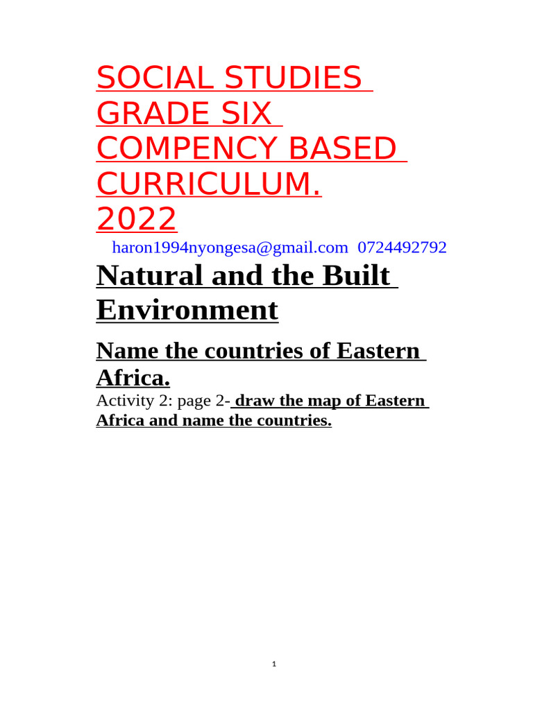 2025 SST Grade Six New Curriculam | PDF | East Africa | Trees
