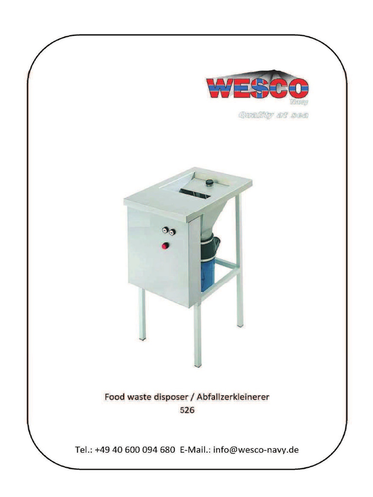 Food Waste Comminuter 526.463 | PDF