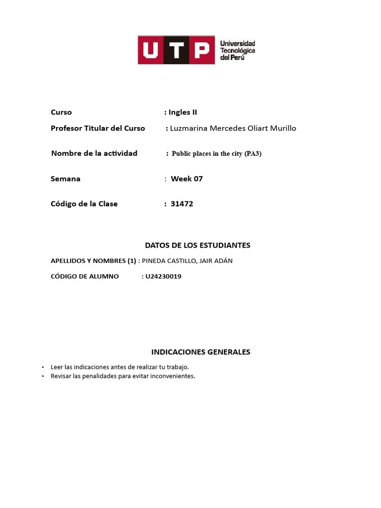 PA3 INGLES PINEDAJAIR Week07 | PDF