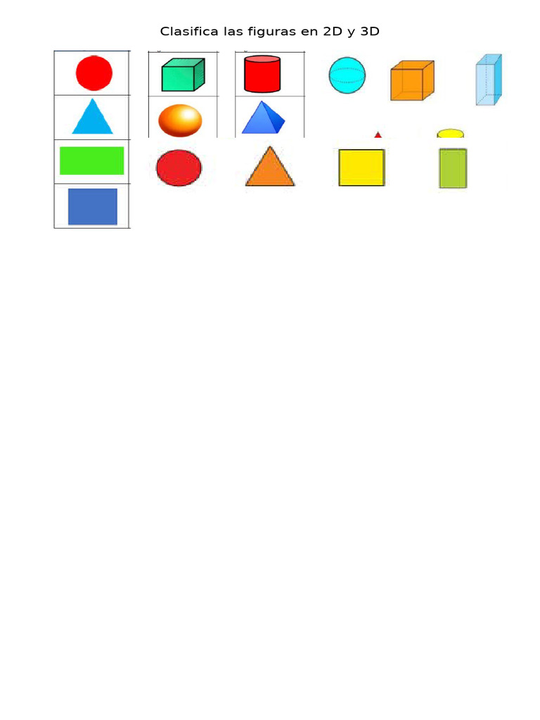 Clasifica Figuras en 2D y 3D | PDF