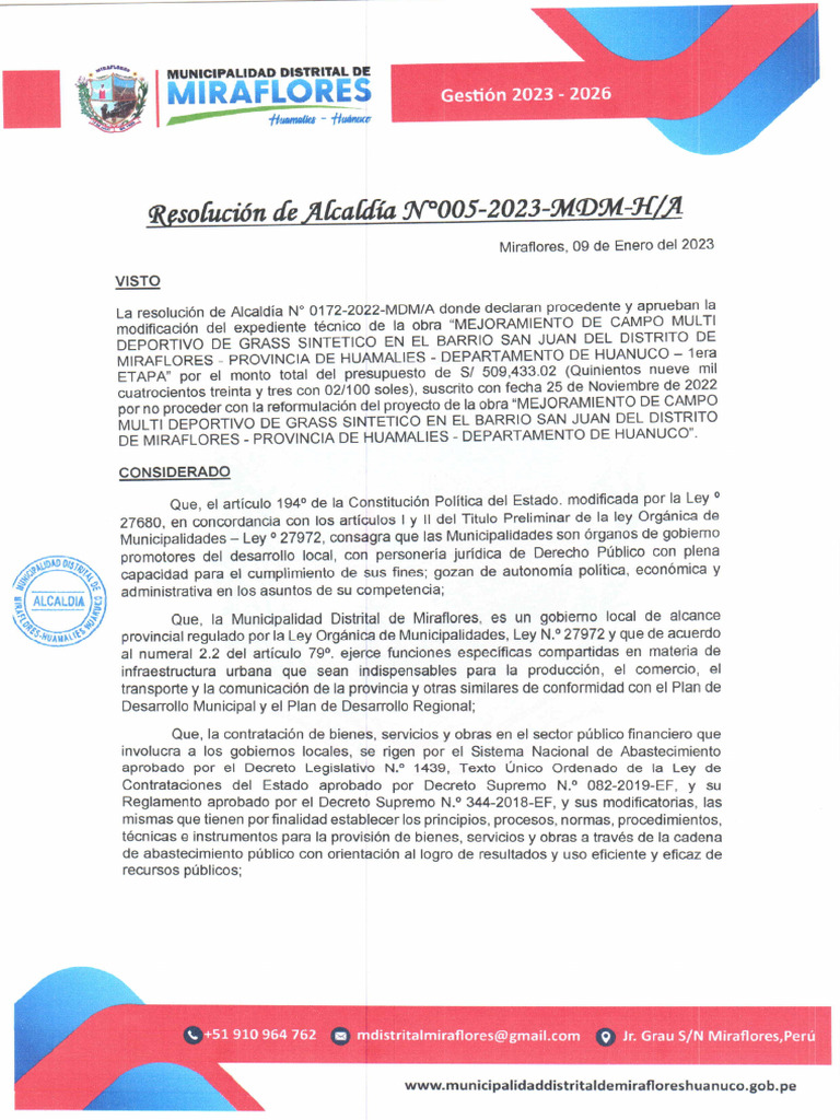resolucion de alcaldia 005-1 | PDF
